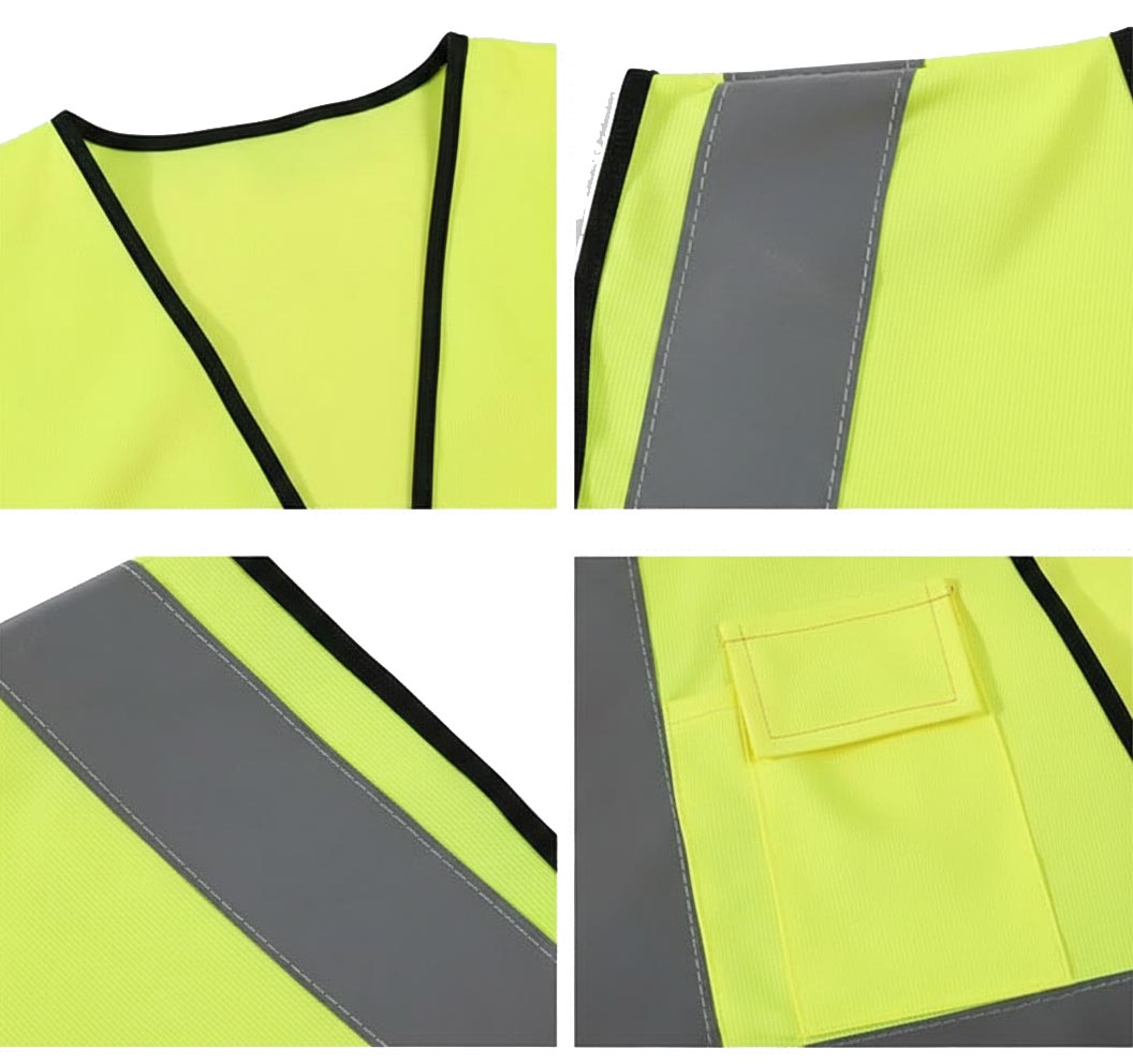 4 Pocket High Visibility Yellow 140 GSM Safety Vest with Reflective ...